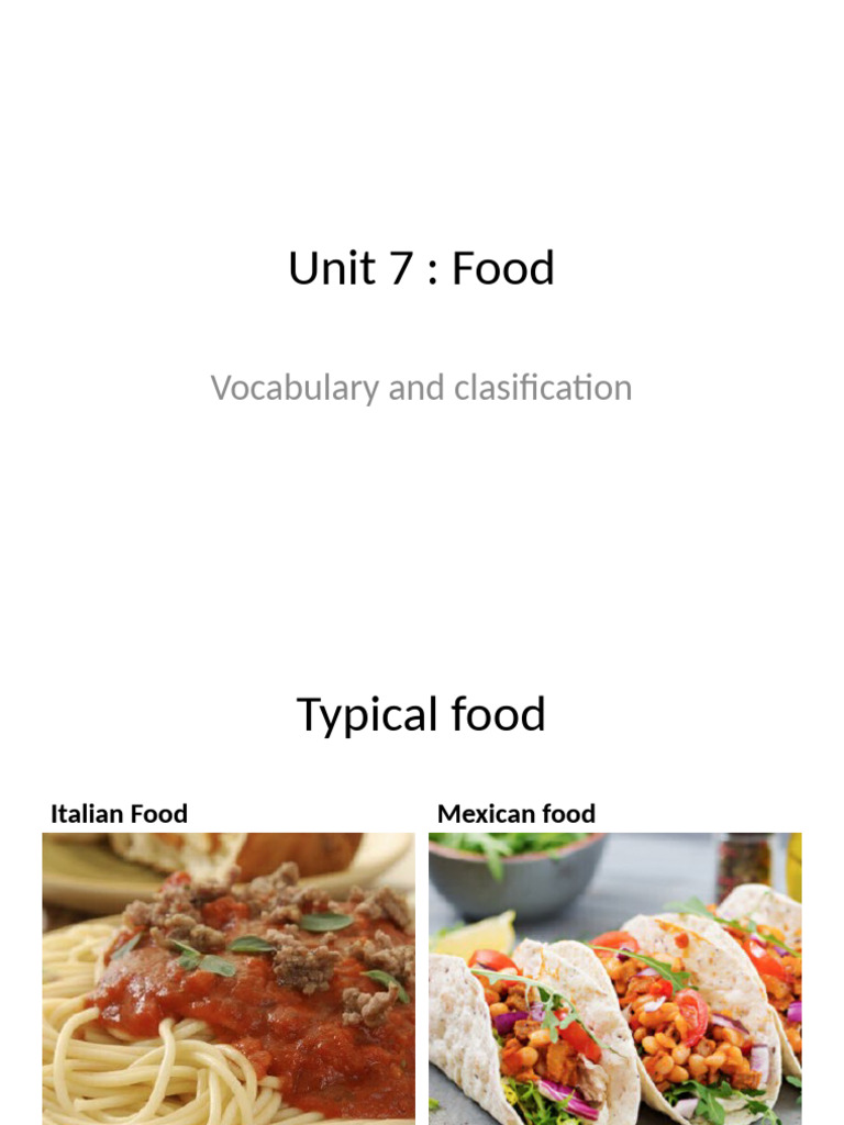 Food Unit 7 | PDF