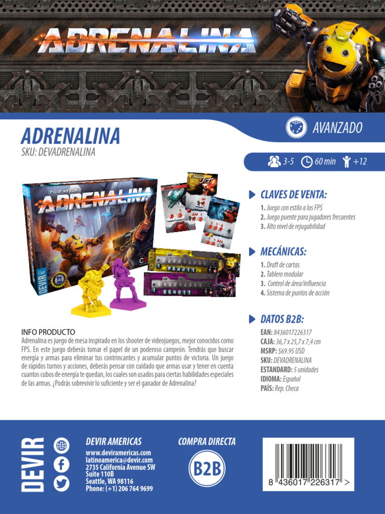 Adrenalina en Español para Devir | PDF | Juego de azar | Videojuego Gameplay