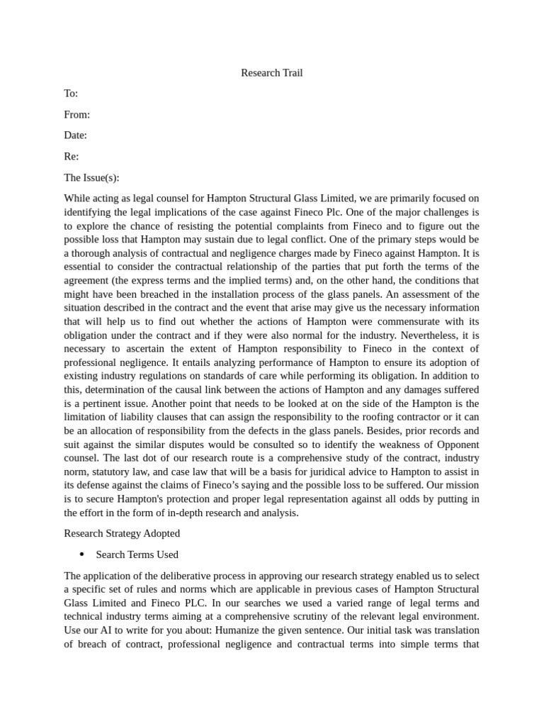 Research Trail | PDF | Negligence | Contractual Term