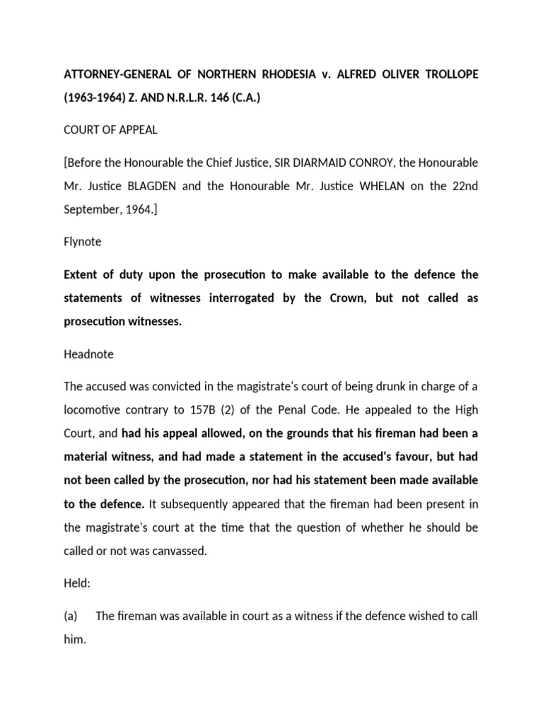 ATTORNEY GENERAL V TROLLOPE | PDF | Prosecutor | Political Law