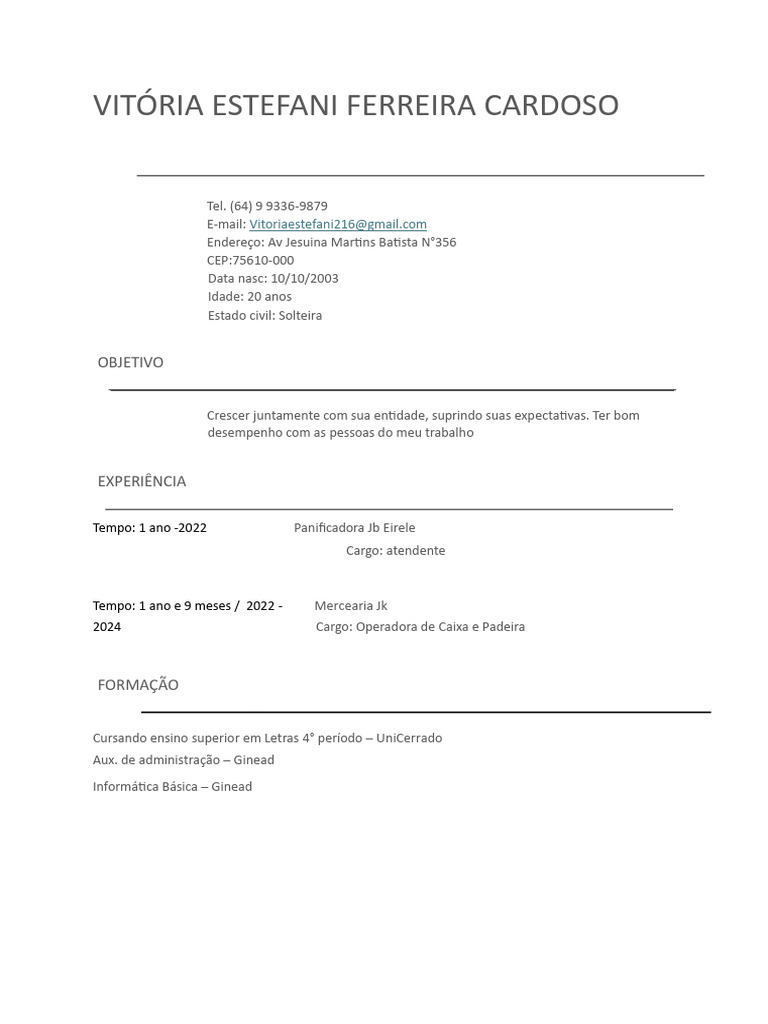 Currículo Vitória Estefani-1 | PDF