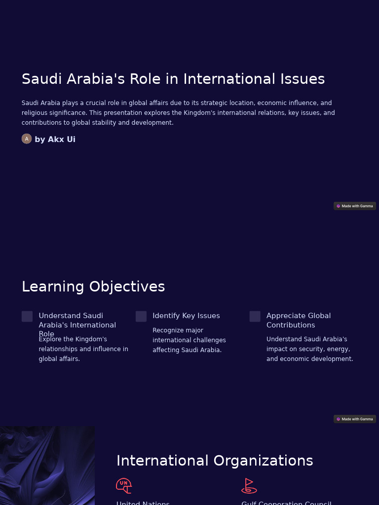 Saudi Arabias Role in International Issues | PDF | Saudi Arabia | Opec