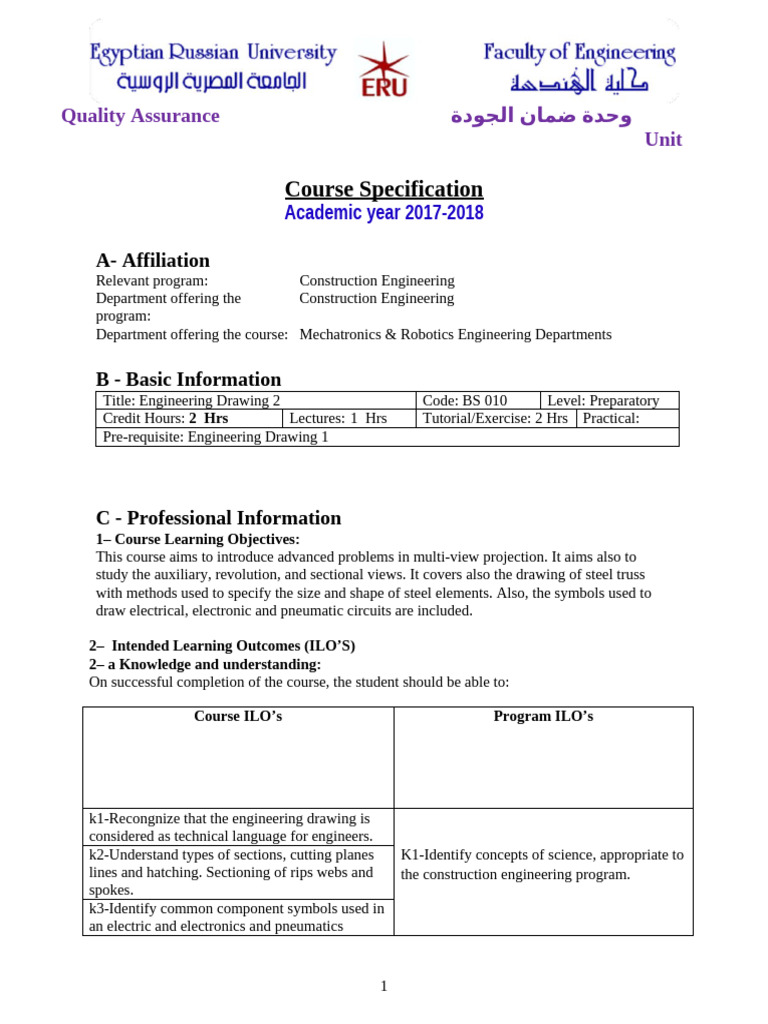 Engineering Drawing 2 Course Overview | PDF | Engineering