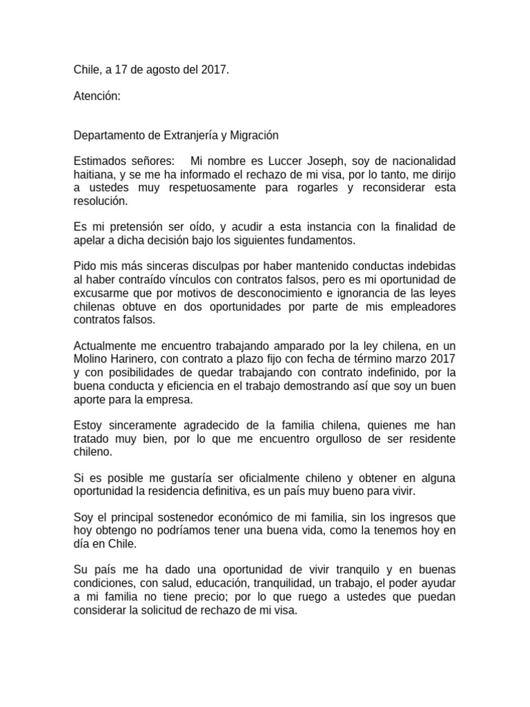 Solicitud de reconsideración de visa | PDF