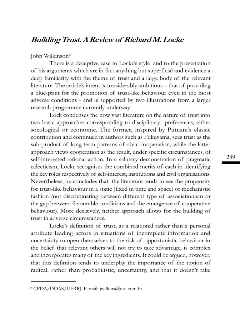 Building trust | PDF | Institution | Rationality
