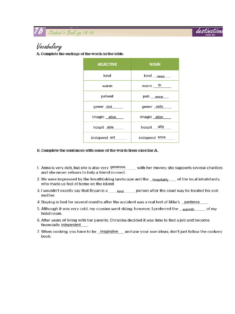 Complete Your Workbook (Student's Book Pp. 14 and 15) | PDF
