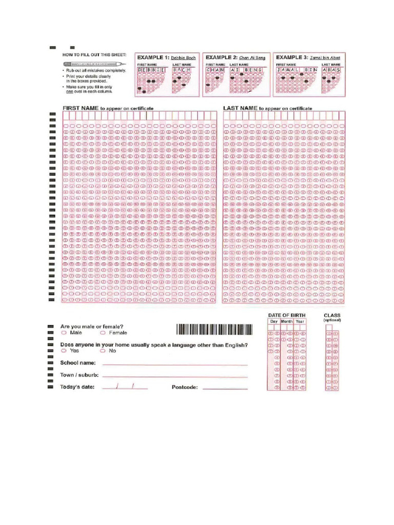 ICAS Answer Sheet | PDF