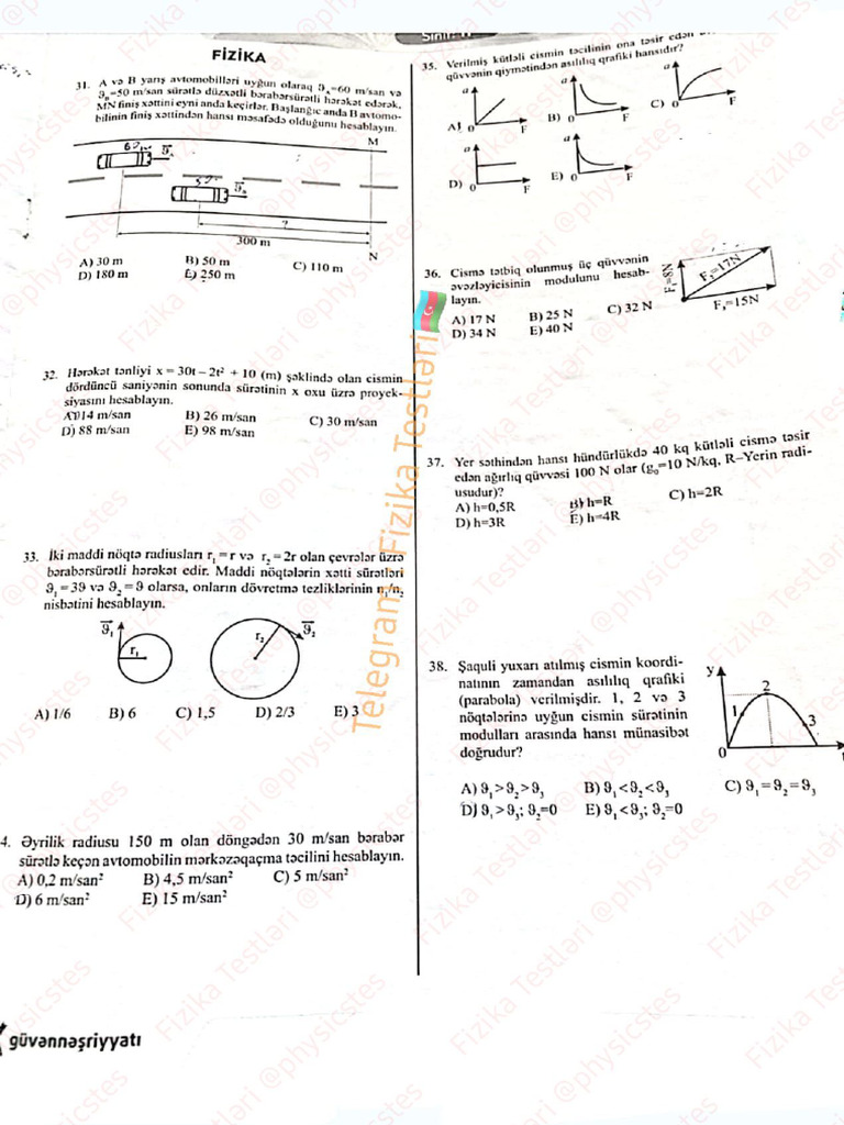 Güvən Fizika 2021 11ci Sinif Sınaq3 | PDF