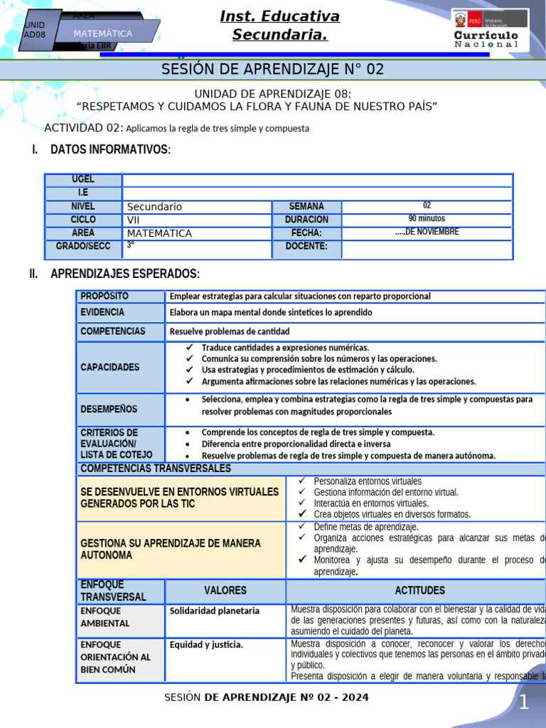SES 2 MAT 3° UNID 08 | PDF | Aprendizaje | Evaluación