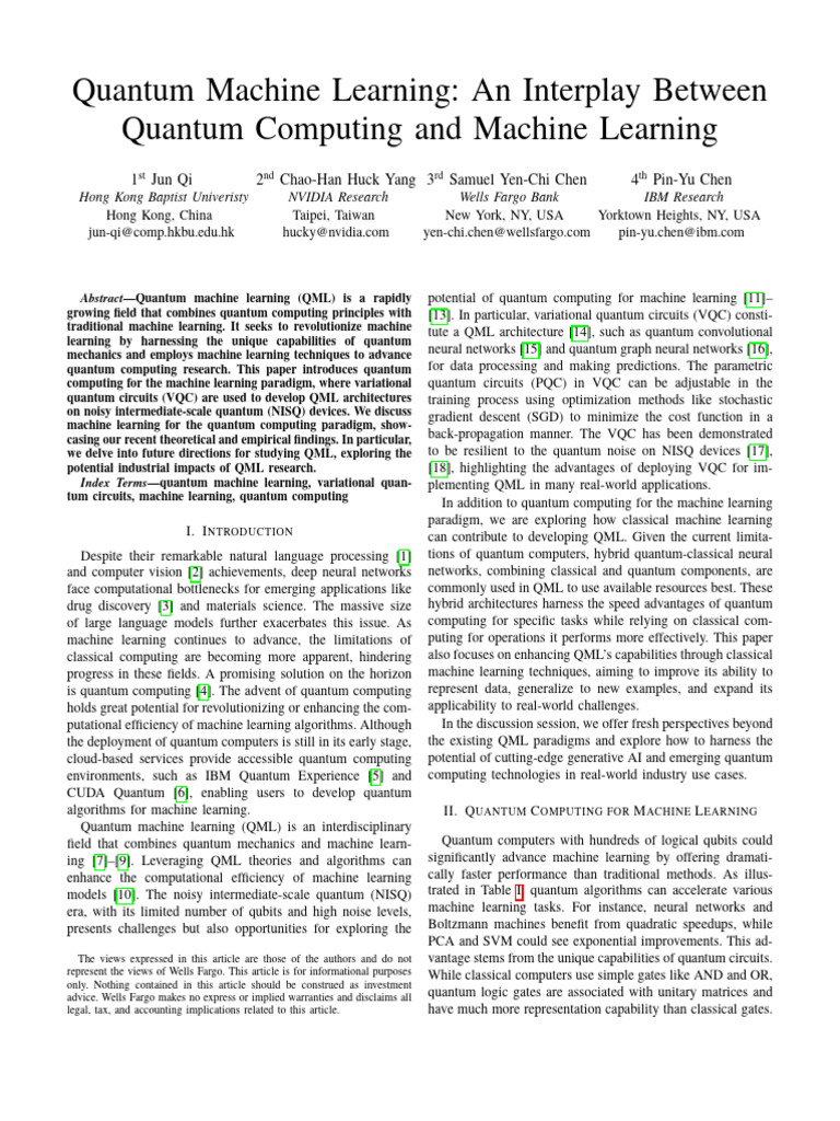 Quantum Machine Learning An Interplay Between Quan | PDF | Quantum Computing | Machine Learning