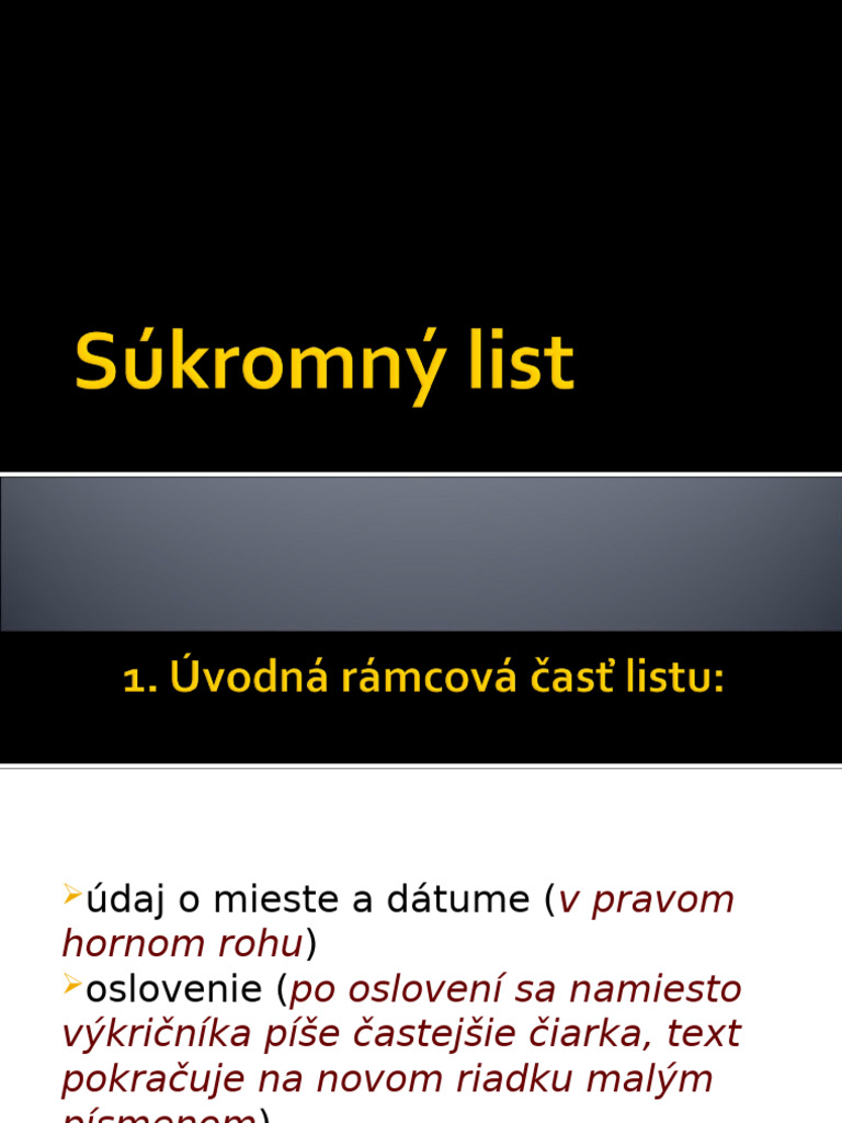 HOVOROVÝ ŠTÝL - Ako Napísať Súkromný List | PDF