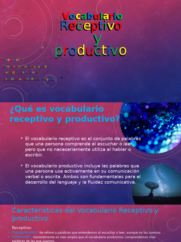 Vocabulario Receptivo y Productivo | PDF | Léxico | Comunicación
