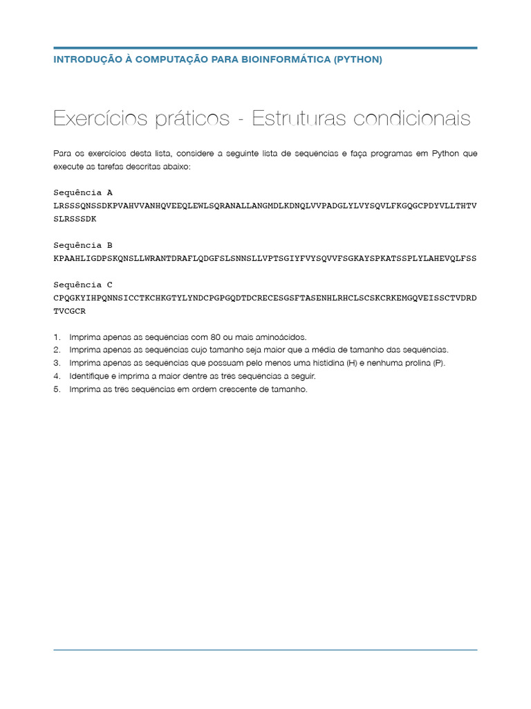 Lista de exercícios 8 - Estruturas condicionais | PDF