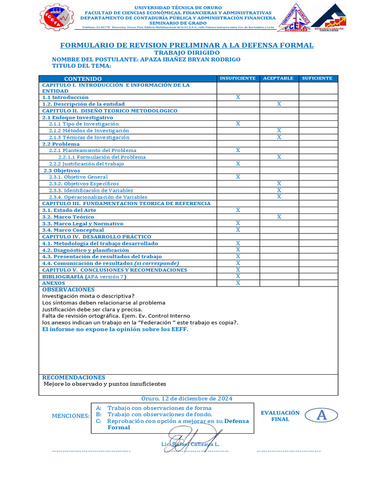 Formulario de Revision Apaza Ibañez Bryan Rodrigo | PDF | Método científico | Science