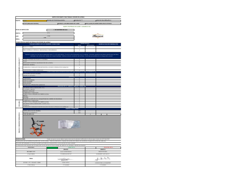 INSPECCION DE EQUIPOS DE ALTURAS ARNES SPVS | PDF | Materiales | Ciencias fisicas