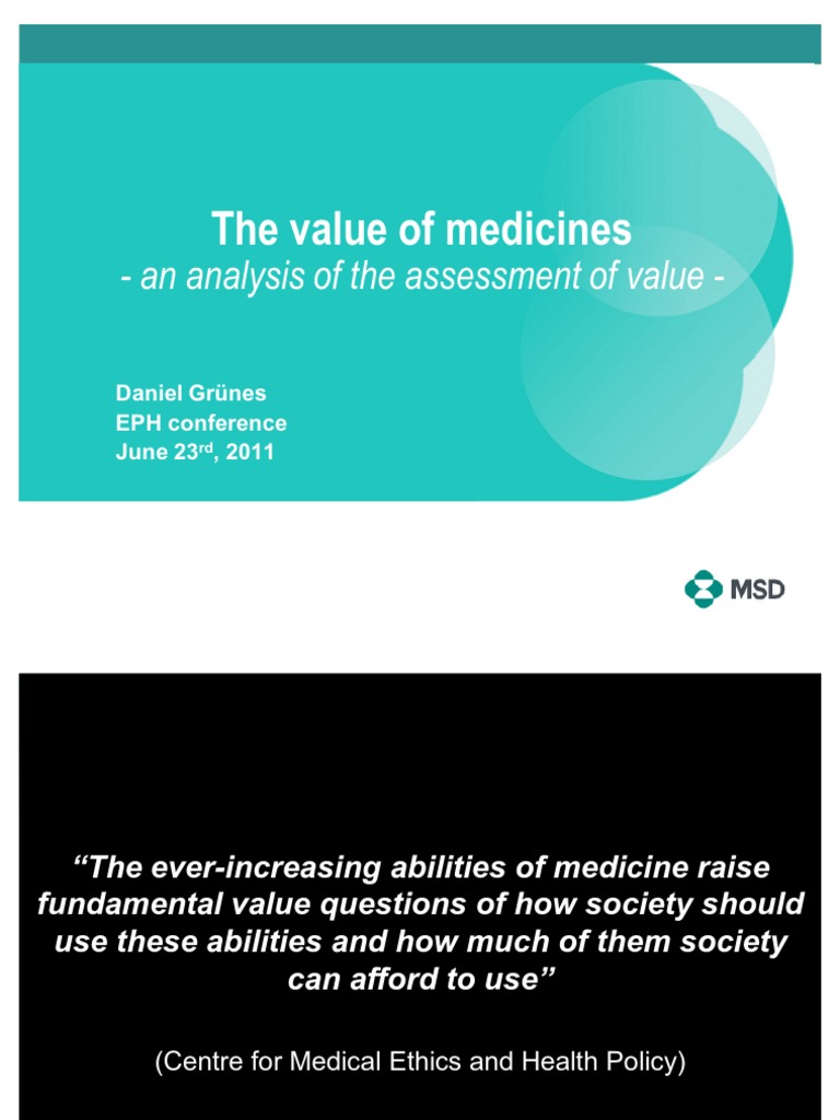 Daniel Grunes Value of Medicines | PDF