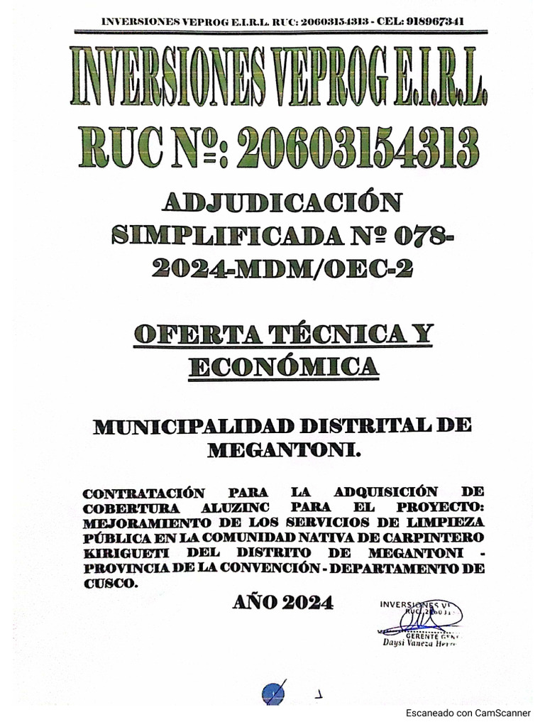 Adjudicacion Simplificada #078-2024-Mdm-Oec-2 | PDF