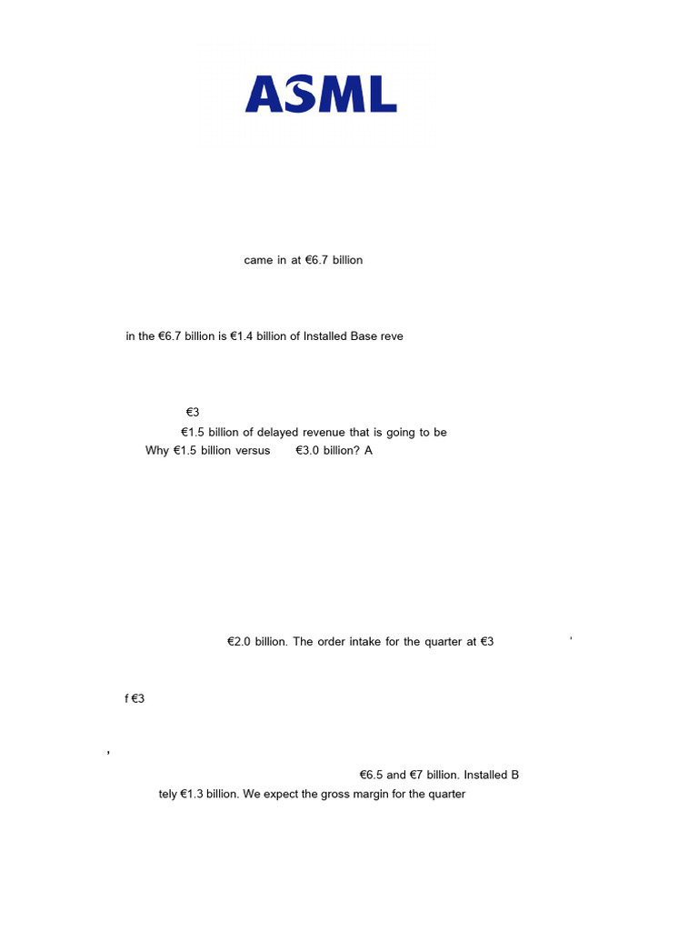 ASML Q1 2023 Financial Overview | PDF | Dividend | Free Cash Flow