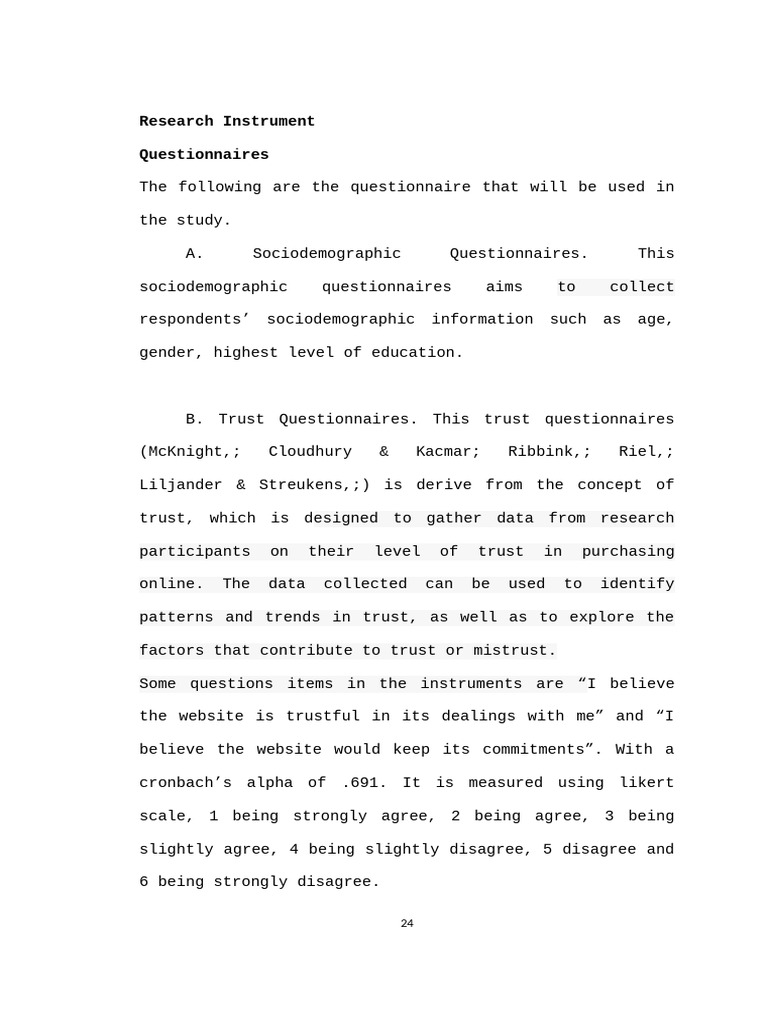 RESEARCH INSTRUMENT | PDF | Questionnaire | Likert Scale