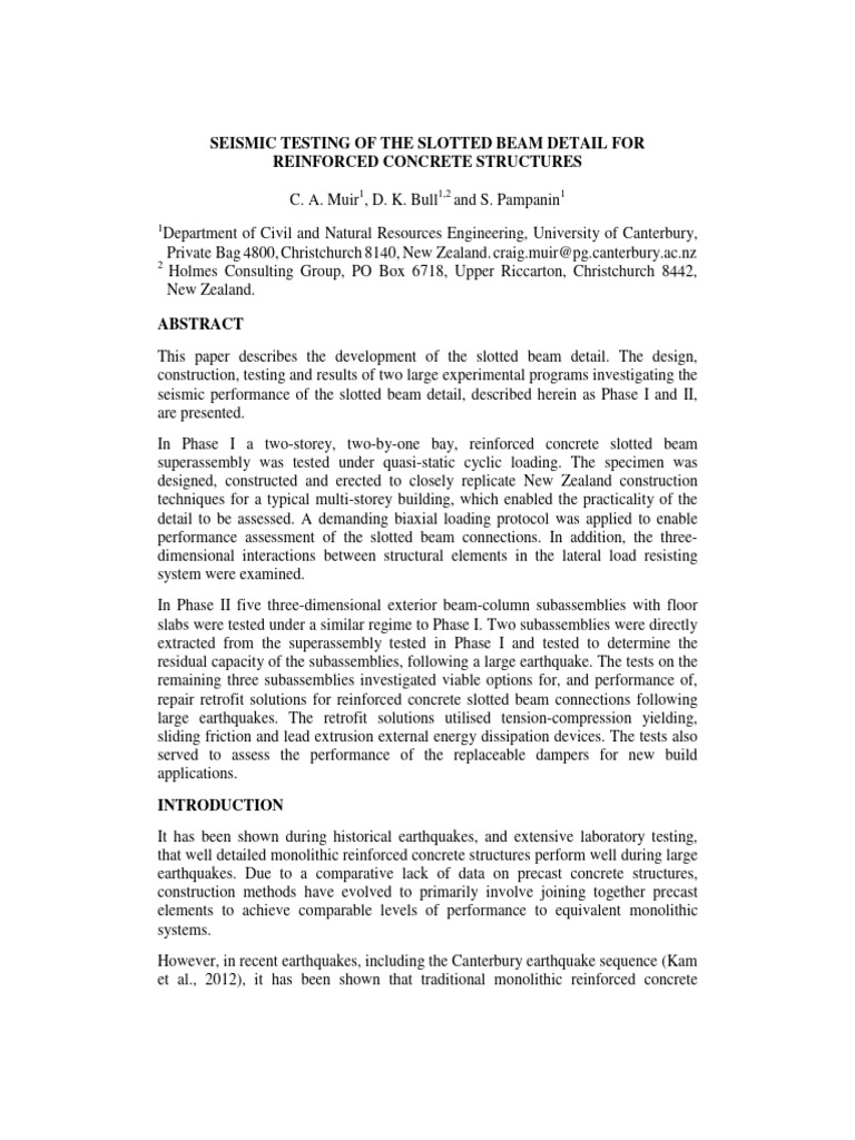 2013 - SEISMIC TESTING OF THE SLOTTED BEAM DETAIL FOR | PDF | Beam ...