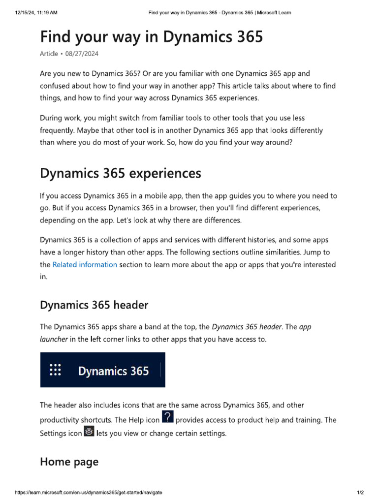 Find Your Way in Dynamics 365 | PDF