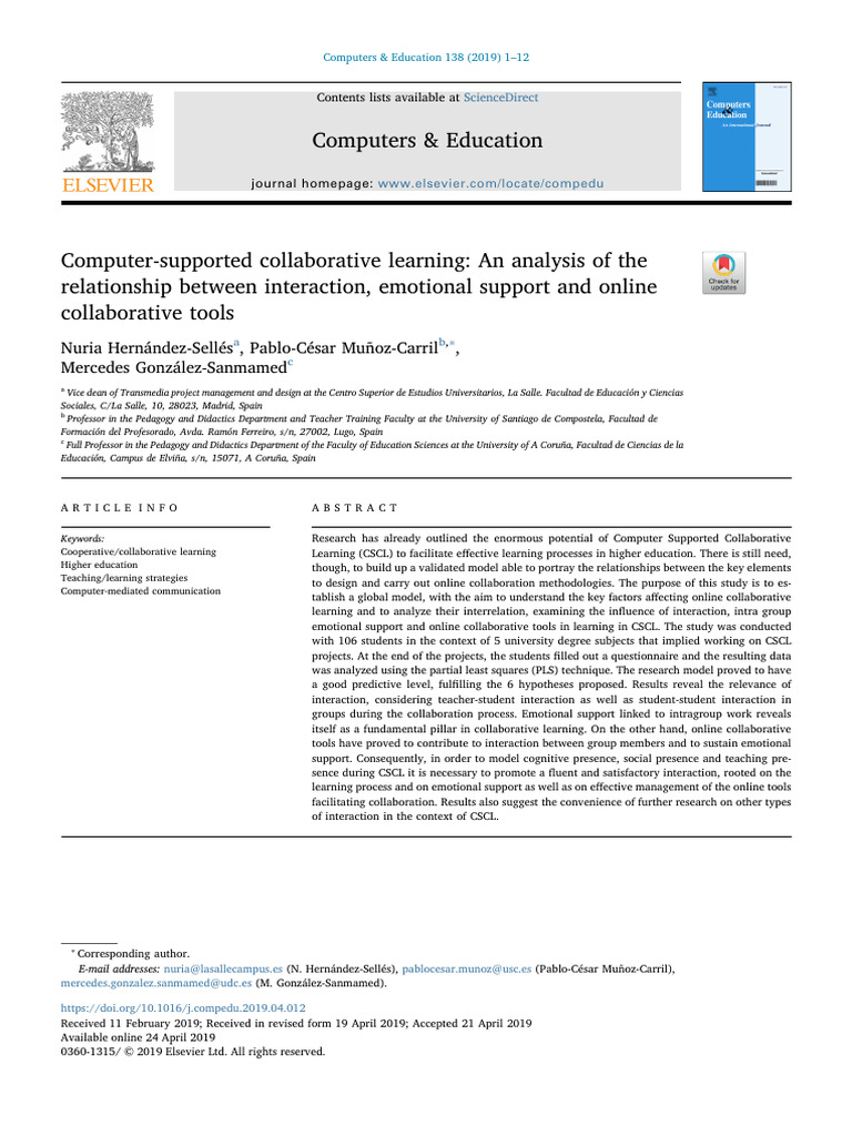Computer-Supported Collaborative Learning An Analysis of The ...