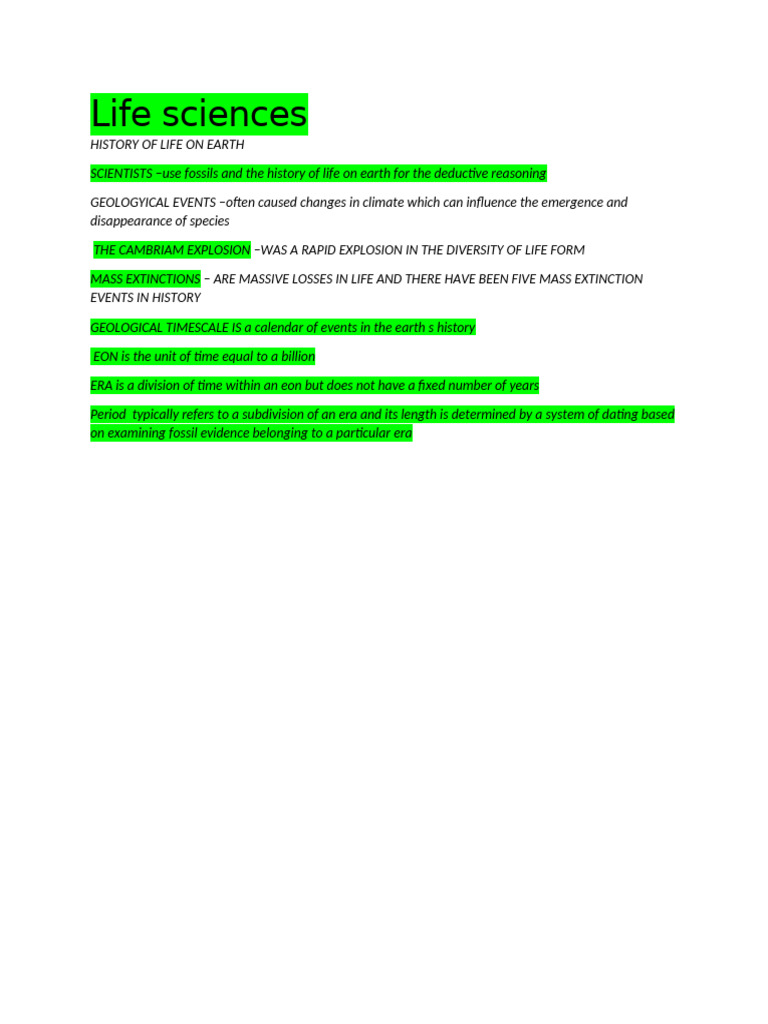 History of Life on Earth Explained | PDF