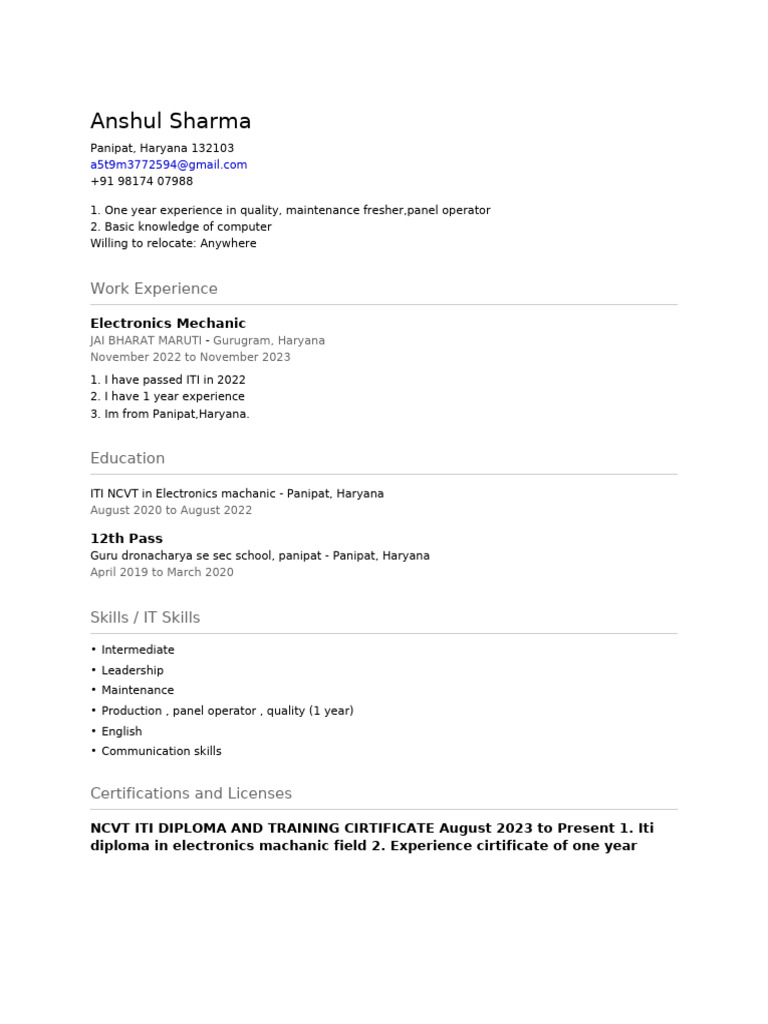 Anshul-Sharma Resume 1234 | PDF