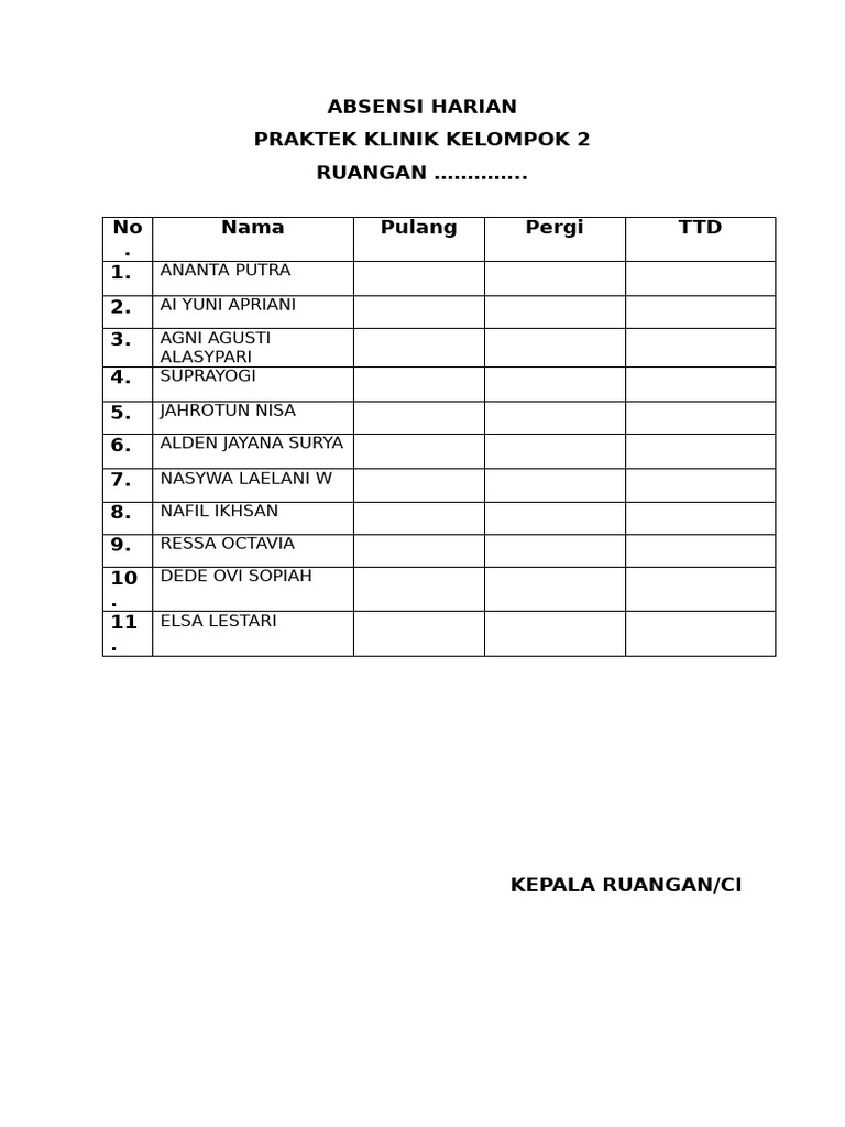 Absensi Harian | PDF