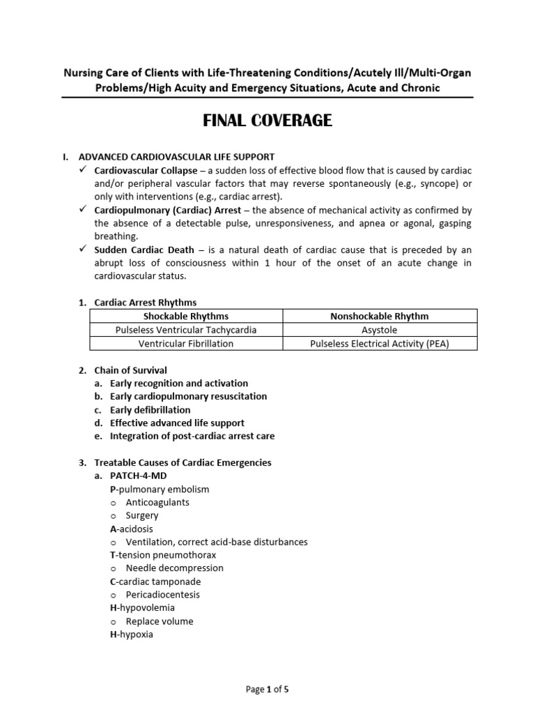 NCM 118 Critical Care Final Lecture | PDF | Cardiac Arrest | Electrocardiography