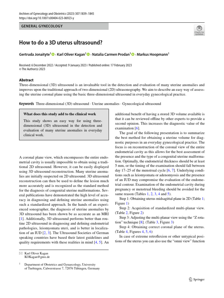 s00404-023-06923-y | PDF | Uterus | Sexual Anatomy