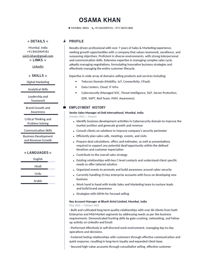 _Khan_Resume | PDF | Marketing | Sales