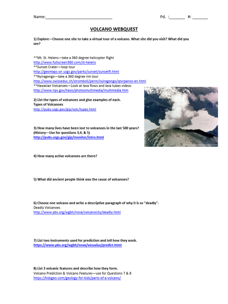 Volcano Webquest | PDF