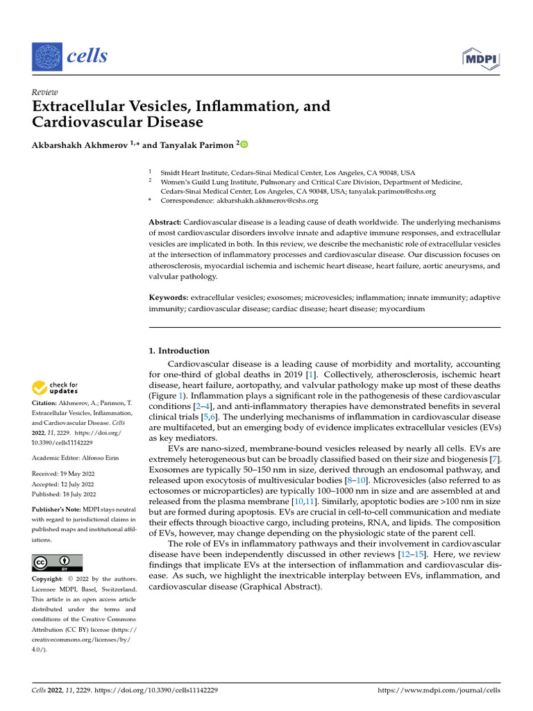 Akhmerov and Parimon - 2022 - Extracellular Vesicles, Inflammation, and ...