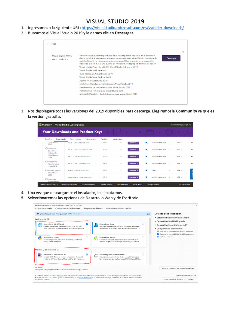 Guía de Instalación: Visual Studio y SQL Server | PDF | Software | Informática