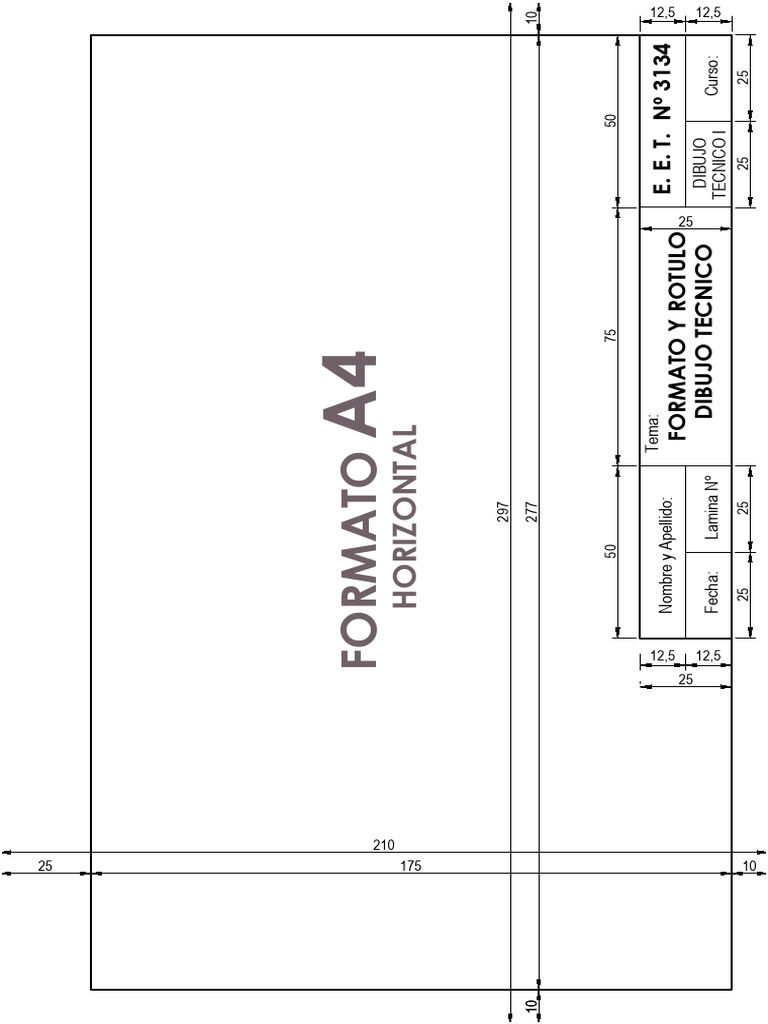 Plantilla A4 Horizontal Dibujo Técnico | PDF