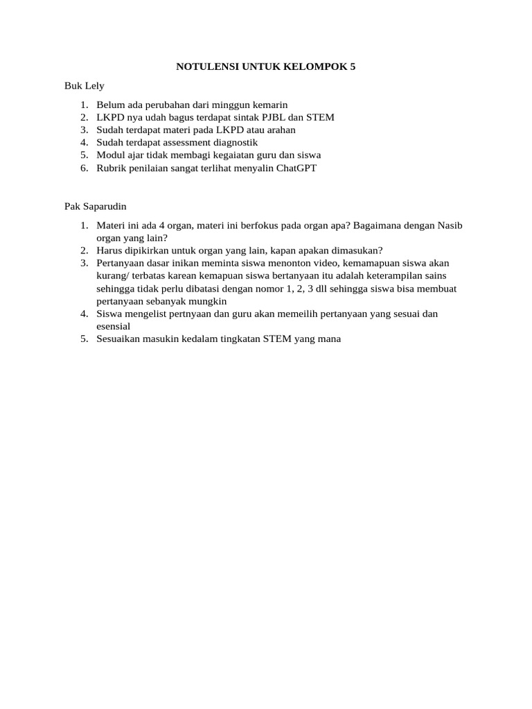 NOTULENSI UNTUK KELOMPOK 5 | PDF