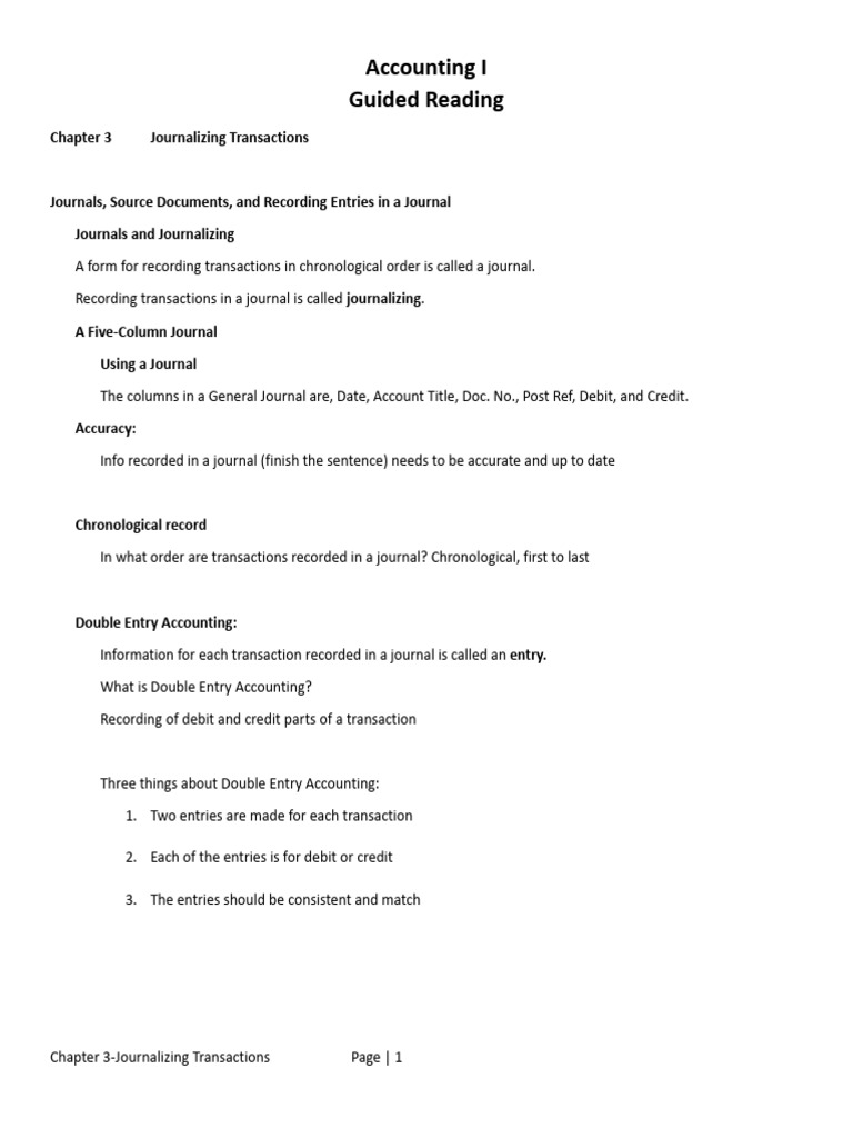 3-Guided Reading - Revised 9-2019 | PDF | Debits And Credits | Economies
