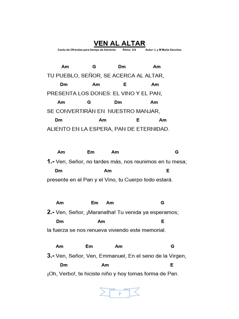 ADV VEN AL ALTAR Maite Sanchez Acordes | PDF