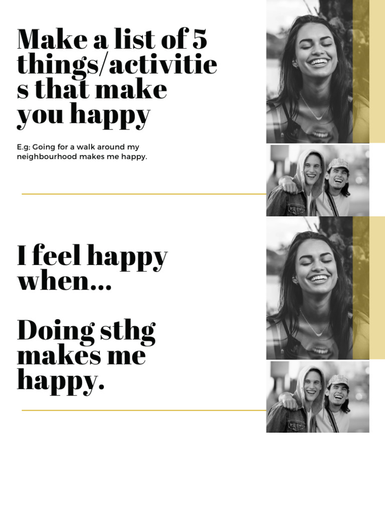 Make A List of 5 Thingsactivities That Make You Happy | PDF