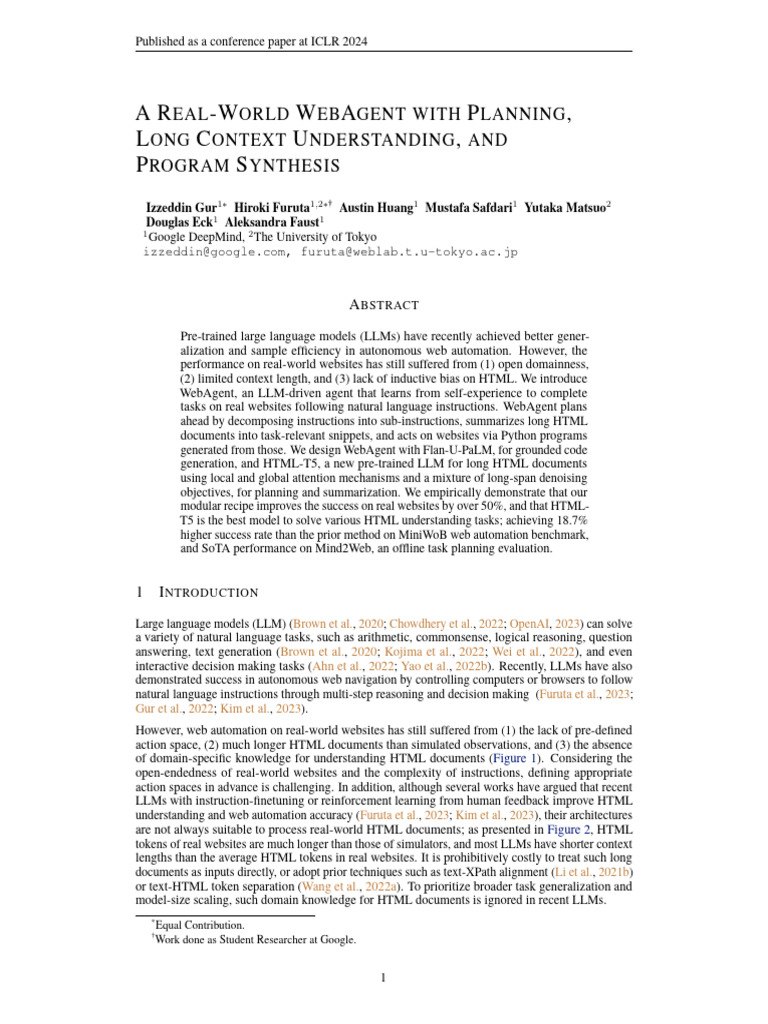 A REAL-WORLD WEBAGENT - Paper | PDF | Html | Cognition