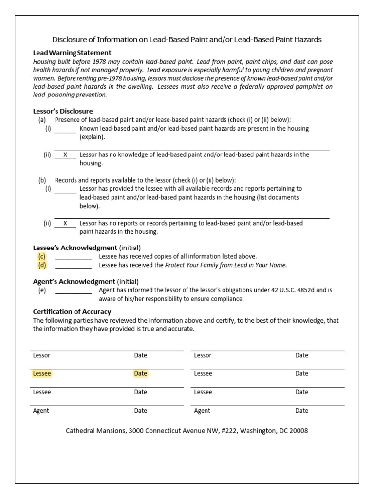 Lead Based Paint Disclosures | PDF | Lead