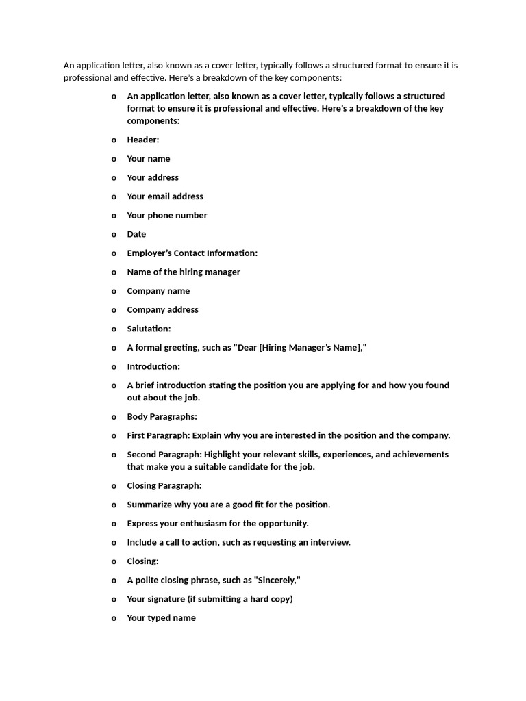 Essential Components of an Application Letter | PDF
