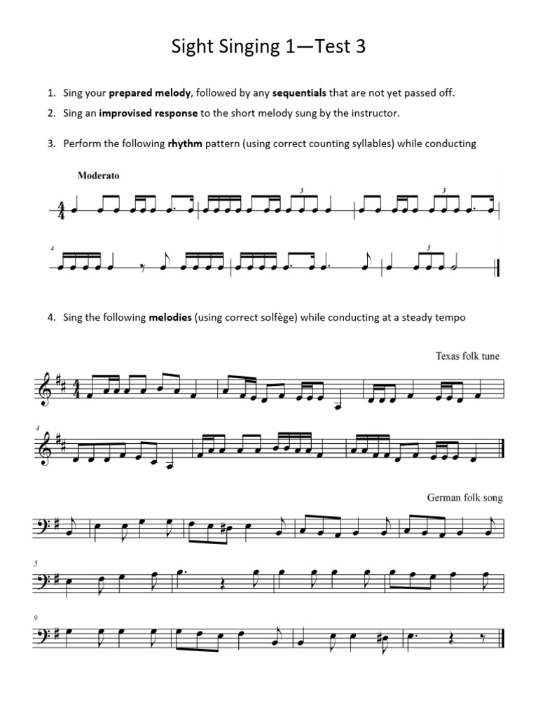 Sight Singing 1 Test 3 (2021) | PDF