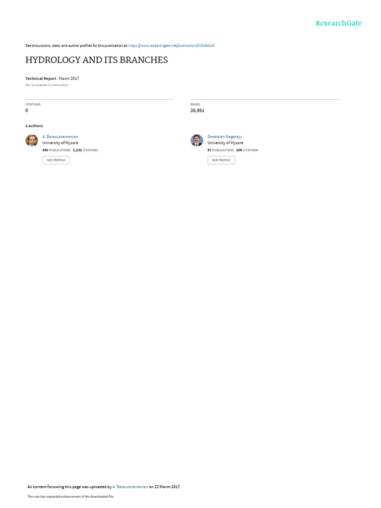 Hydrology and Its Branches | PDF | Hydrology | Hydrogeology