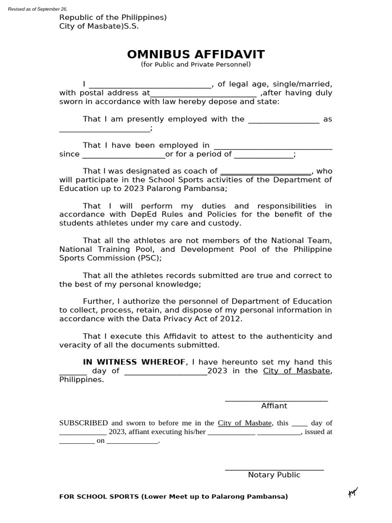 2020 - Omnibus Affidavit | PDF | Affidavit | Government