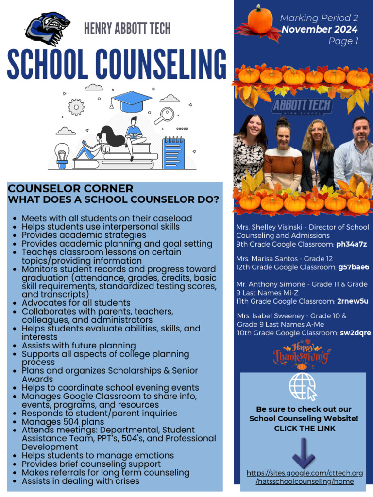 HATS School Counseling Newsletter November 2024 | PDF | School ...