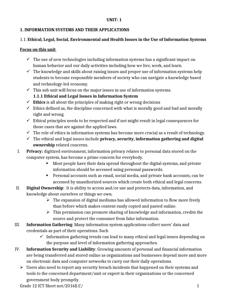 Unit 1 ICT Grade 12- 2016 | PDF | Cloud Computing | Big Data