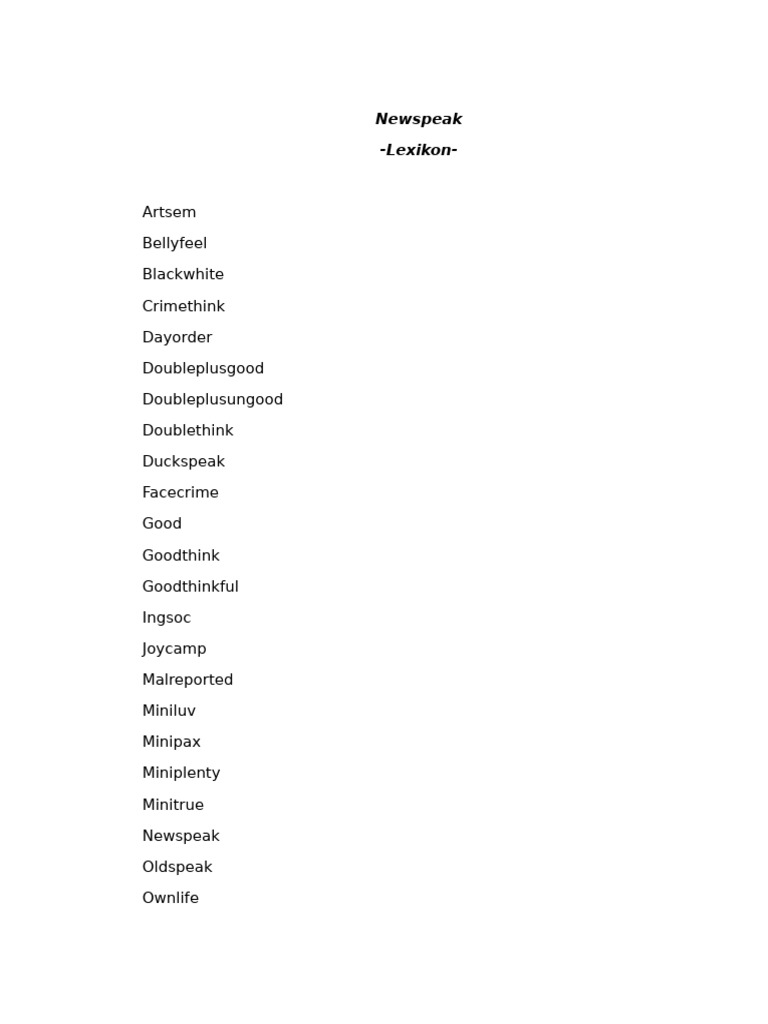 Newspeak (Lexikon) | PDF