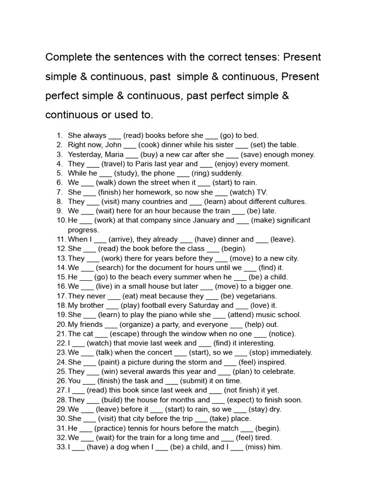 English Tense Practice Worksheet | PDF